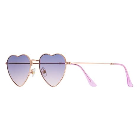 Womens Cali Blue Metal Heart Sunglasses