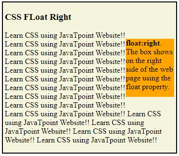 Css Float Right Tpoint Tech
