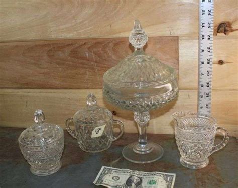 Lot Of 4 Vintage Glass Items Including Anchor Hocking Wexford Sugar