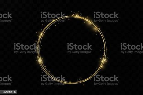 검은 투명 배경에 격리 된 조명 효과와 금 빛나는 둥근 프레임 빛나는 황금 반지 벡터 네온 소용돌이 트레일 효과 0명에 대한 스톡 벡터 아트 및 기타 이미지 Istock