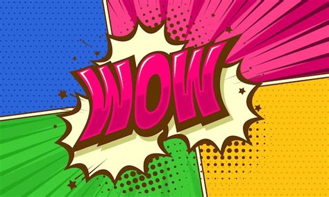 Premium Vector Colorful Comic Cartoon With Wow Text Expression