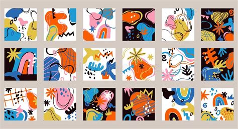 Trendy Shapes Collages Abstract Design Modern Compositions Color