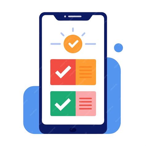완료된 Ui 표시 체크리스트 아이콘 및 체크 표시와 함께 일러스트 애플리케이션 양식 프리미엄 벡터
