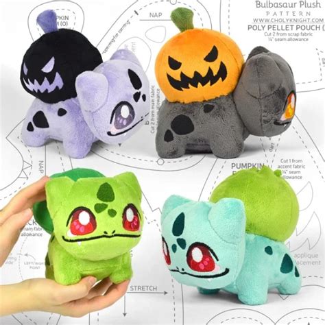 Bulbasaur Plush Sewing Templates8 Pcs Tutorial Included