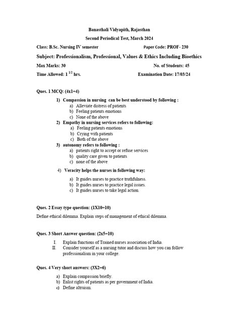 Professionalism Professional Values And Ethics Including Bioethics Prof
