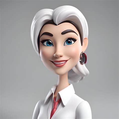 Free Ai Image Young Business Woman With White Hair And Blue Eyes 3d