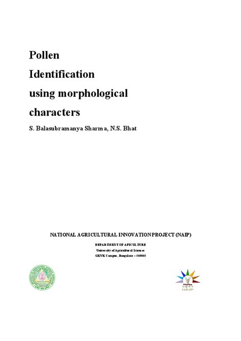 Pdf Pollen Identification Using Morphological Characters Unpublished