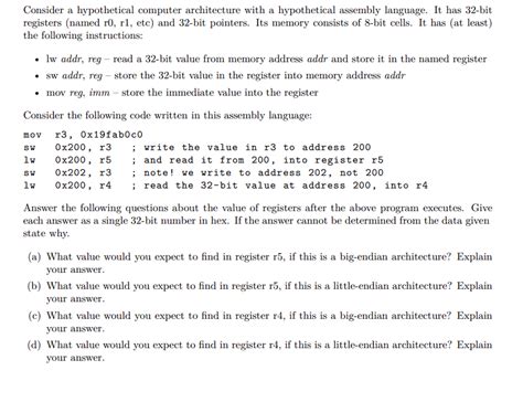 Solved Consider A Hypothetical Computer Architecture With A Chegg