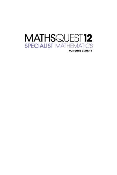 Download Jacaranda Maths Quest 12 Specialist Mathematics By Raymond Rozen