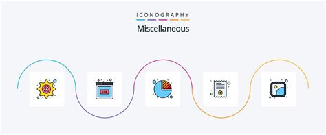 Miscellaneous Line Filled Flat 5 Icon Pack Including Images Chart