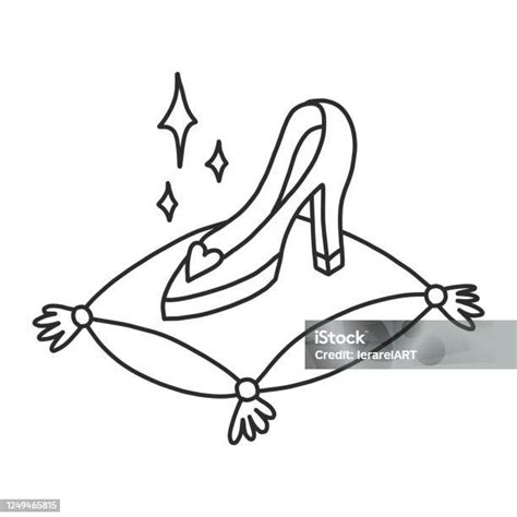 우아한 슬리퍼를 가진 성인과 어린이를위한 색칠 공부책 신데렐라에 대한 동화에서 신발 공주가되는 마법의 이야기 왕국에 관한 일련의
