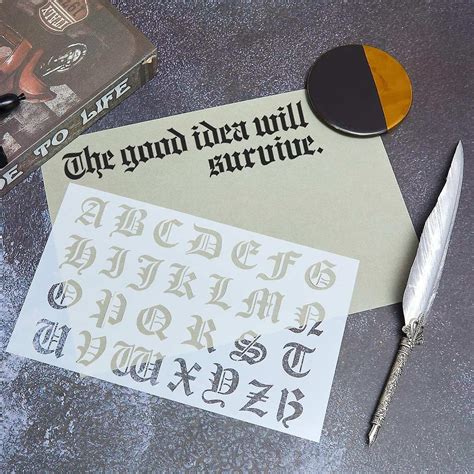 8 Pieces Lettering Stencils Calligraphy Letter Stencils Gothic Font