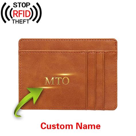 Carteira De Cartão De Crédito De Nome Personalizado Rfid Para Homens