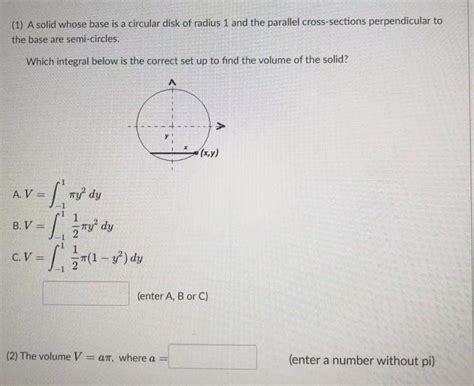 Solved A Solid Whose Base Is A Circular Disk Of Radius Chegg