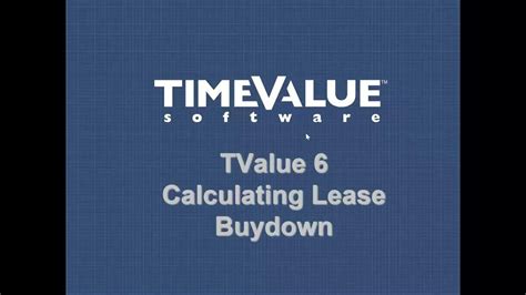Tvalue 6 Lease Buydown Calculation Youtube