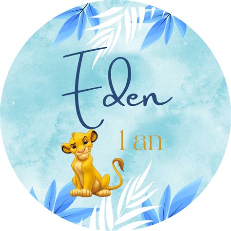 Stickers étiquettes Autocollante Ronde Animaux Savane Fille Baptême L