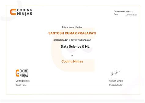 Santosh Kumar Prajapati On Linkedin Thank You Coding Ninjas Also