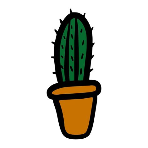 Premium Vector Cute Doodle Style Kawaii Cactus Vector Isolated Illustration