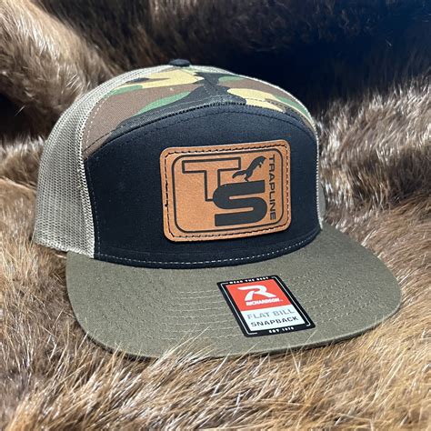 Richardson 7 Panel Mesh Back Trucker Hat W Leather Ts Logo Patch Ts