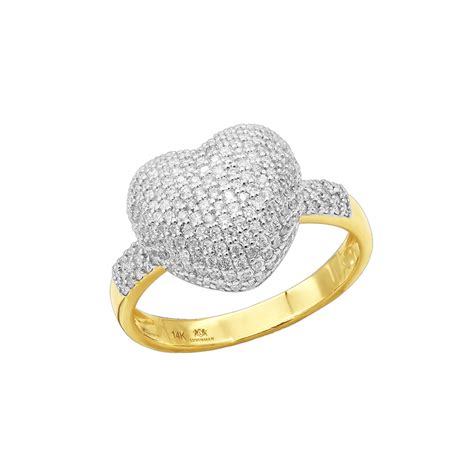 Ladies Pave Diamond Heart Ring 1 Carat 14k Yellow Rose White Gold 406286
