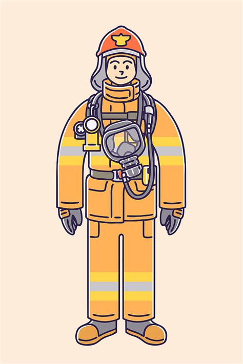 유토이미지 상세페이지 베이직샵 21430450 보호장비를 착용한 소방관 벡터 일러스트