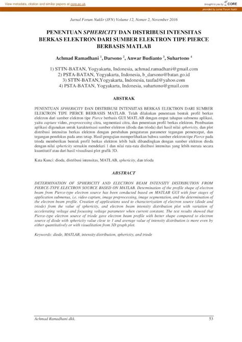 Pdf Penentuan Sphericity Dan Distribusi Intensitas Plot Distribusi