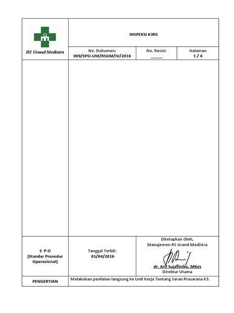 S P O Inspeksi K3rs Pdf