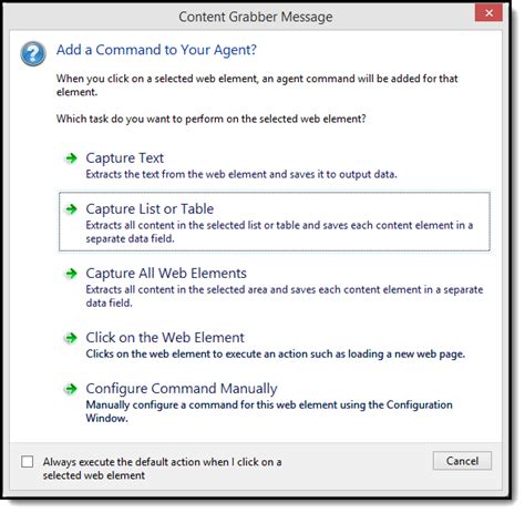 Content Grabber Editor Command Configuration