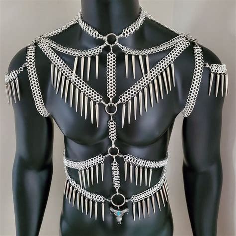 Men Body Chain Shoulder Armor Shoulder Chain Harness Mens Etsy