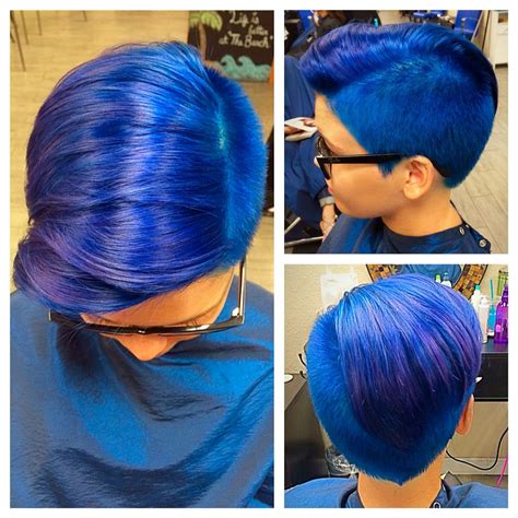 Simple Blue Pixie Cut Black Hairstyles Long In Back Short Front Nice