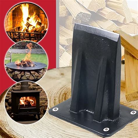 Spares2go Kindling Splitter Log Wedge Heavy Duty Wood Splitting Firewood Timber Mounted Chisel