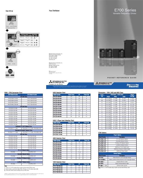 Mitsubishi E700 Variable Frequency Drive Vfd Pocket Guide Pdf Automation Computer