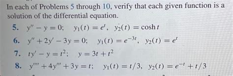 Solved In Each Of Problems 5 Through 10 Verify That Each