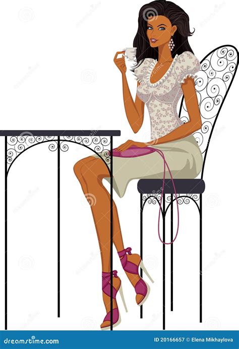 Frau Mit Tasse Kaffee Vektor Abbildung Illustration Von Kaffee 20166657