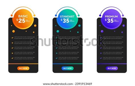 Website Pricing Chart Table Design Template Stock Vector Royalty Free 2391913469 Shutterstock