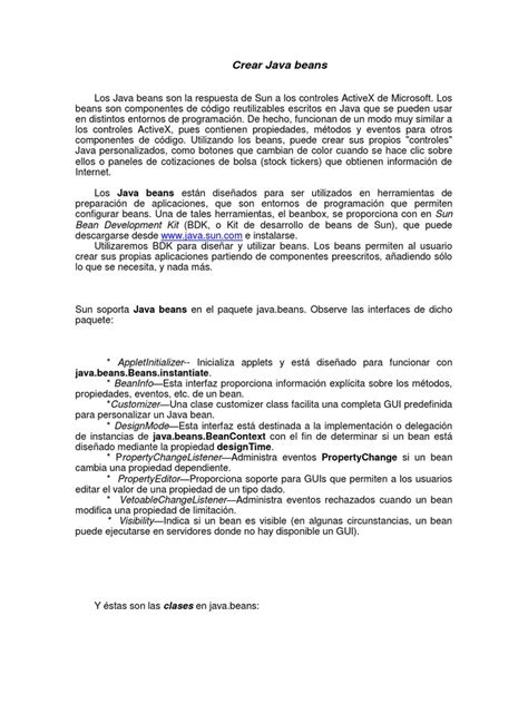 Crear Java Beans Pdf Pdf Java Lenguaje De Programación Point