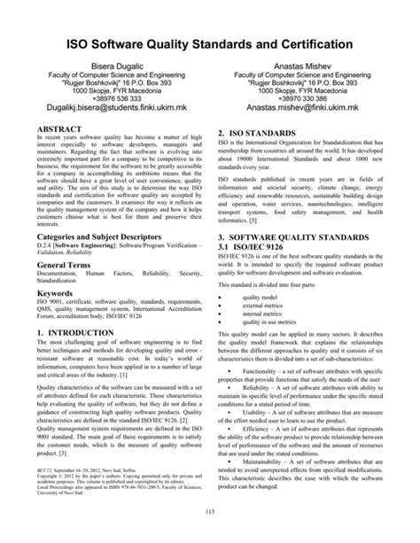Iso Software Quality Standards And Certification Ceur
