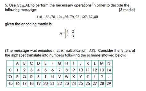 solved 5 use scilab to perform the necessary operations in