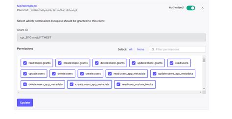 grant type ‘update users not allowed for the client auth0 community