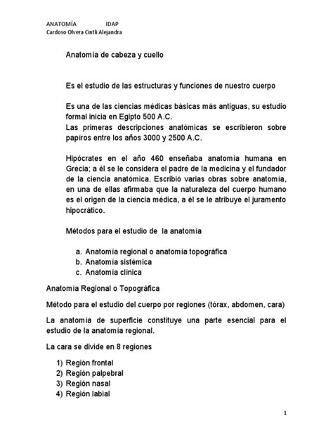 Anatomía De Cabeza Y Cuello1 Pdf Articulación Hueso