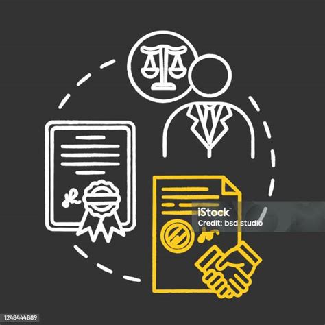 변호사 분필 Rgb 색상 개념 아이콘의 힘 법정 대리인 제3자와의 거래 봉인 공증인 서비스 아이디어 검은 색 배경에 벡터 격리