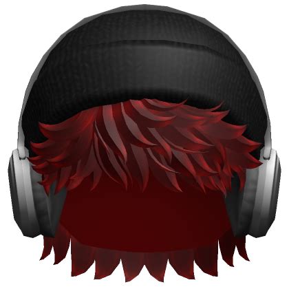 Messy Hair W Beanie Headphones Red Roblox