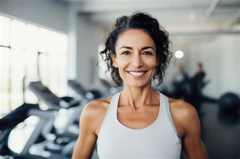 Premium Ai Image Adult Pretty Woman Happy Expression In A Gym Fitness