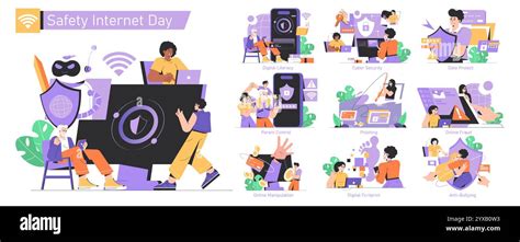 Safety Internet Day Concept People Engaging With Digital Security