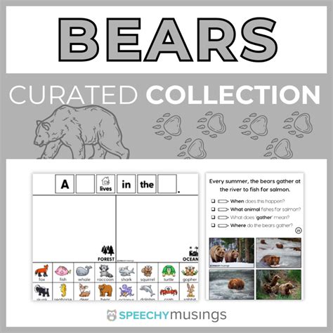 Bears Themed Language Unit Speech Language Therapy