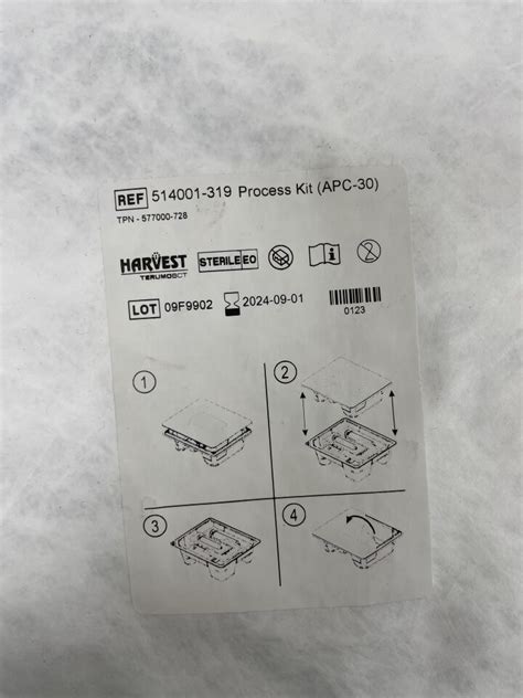 New Terumo 514001 319 Harvest Process Kit Disposables General For