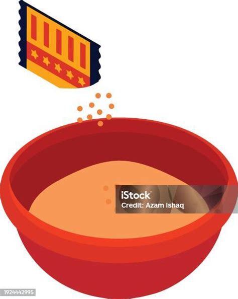 그릇 아이소 메트릭 개념 쏟아지는 향신료 벡터 아이콘 디자인 빵집 와 빵집 와 빵집 기호 음식 준비 와 주방 용품 기호 조리법 개발 스톡 일러스트레이션에 밀가루와 효모를