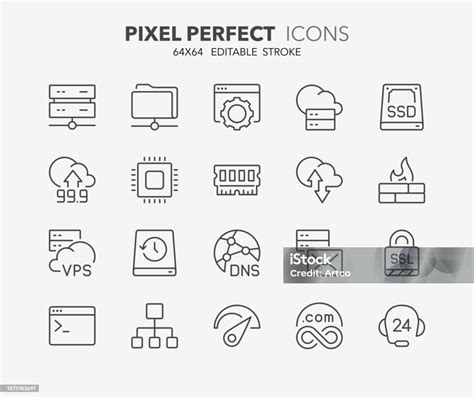 Hosting Thin Line Icons Stock Illustration Download Image Now