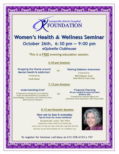Womens Health And Wellness Seminar North Grenville Chamber Of Commerce