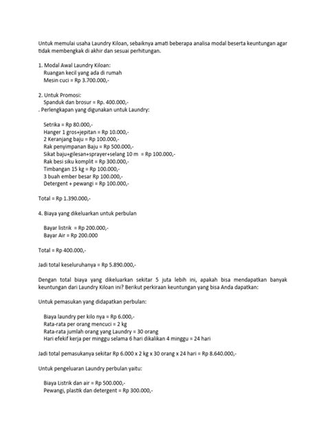 Untuk Memulai Usaha Laundry Kiloan Pdf